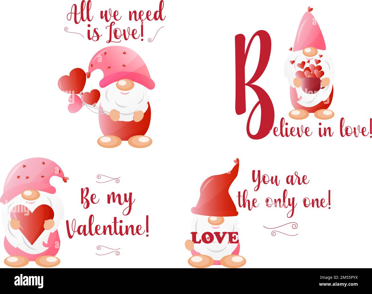 Valentines gnomes with lovely text. Nice design for romantic valentines ...