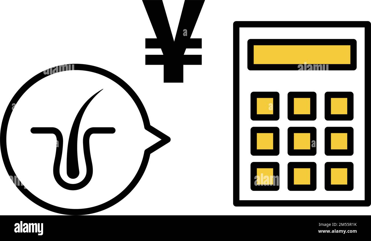 AGA (thinning hair treatment) and calculator (price) icons, image of ...