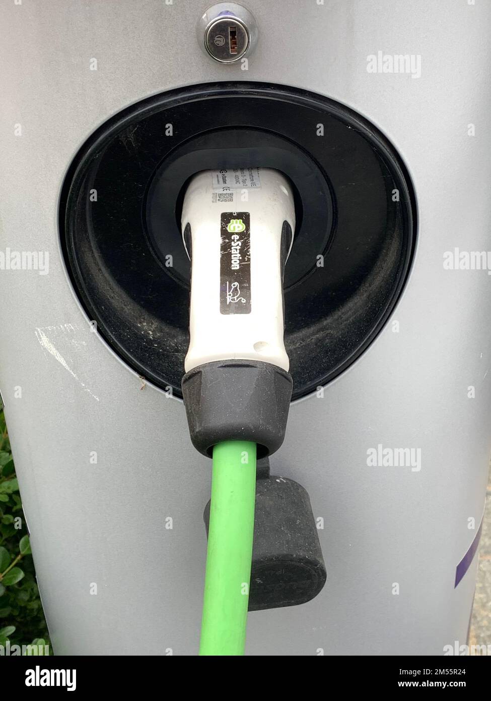 Electric car charge, EV Car or Electric vehicle at charging station ...
