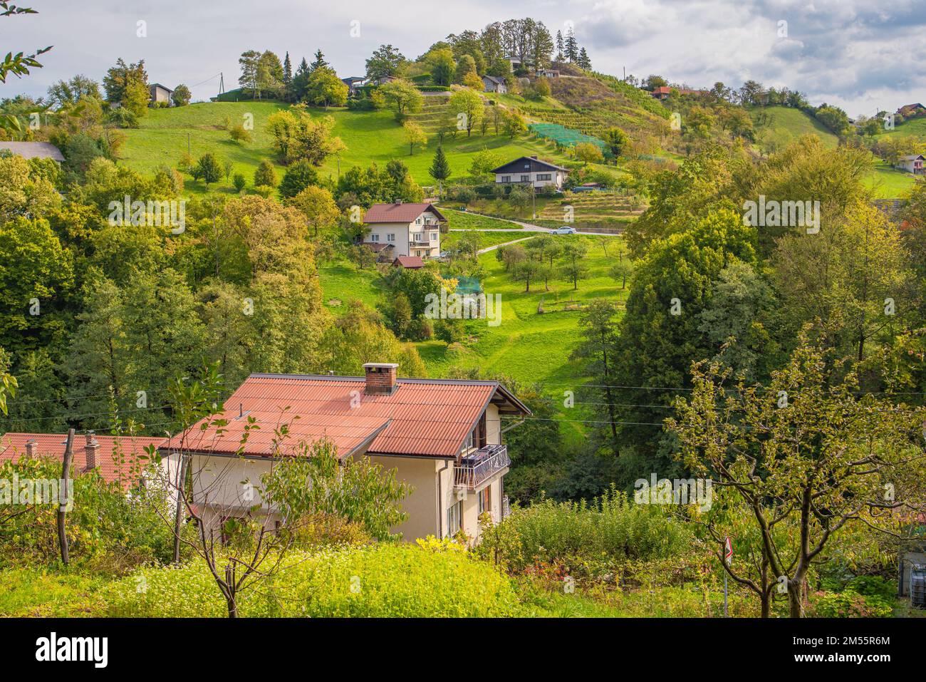 Landscape in autumn at Rogaska Slatina thermal water cure place, spa in ...