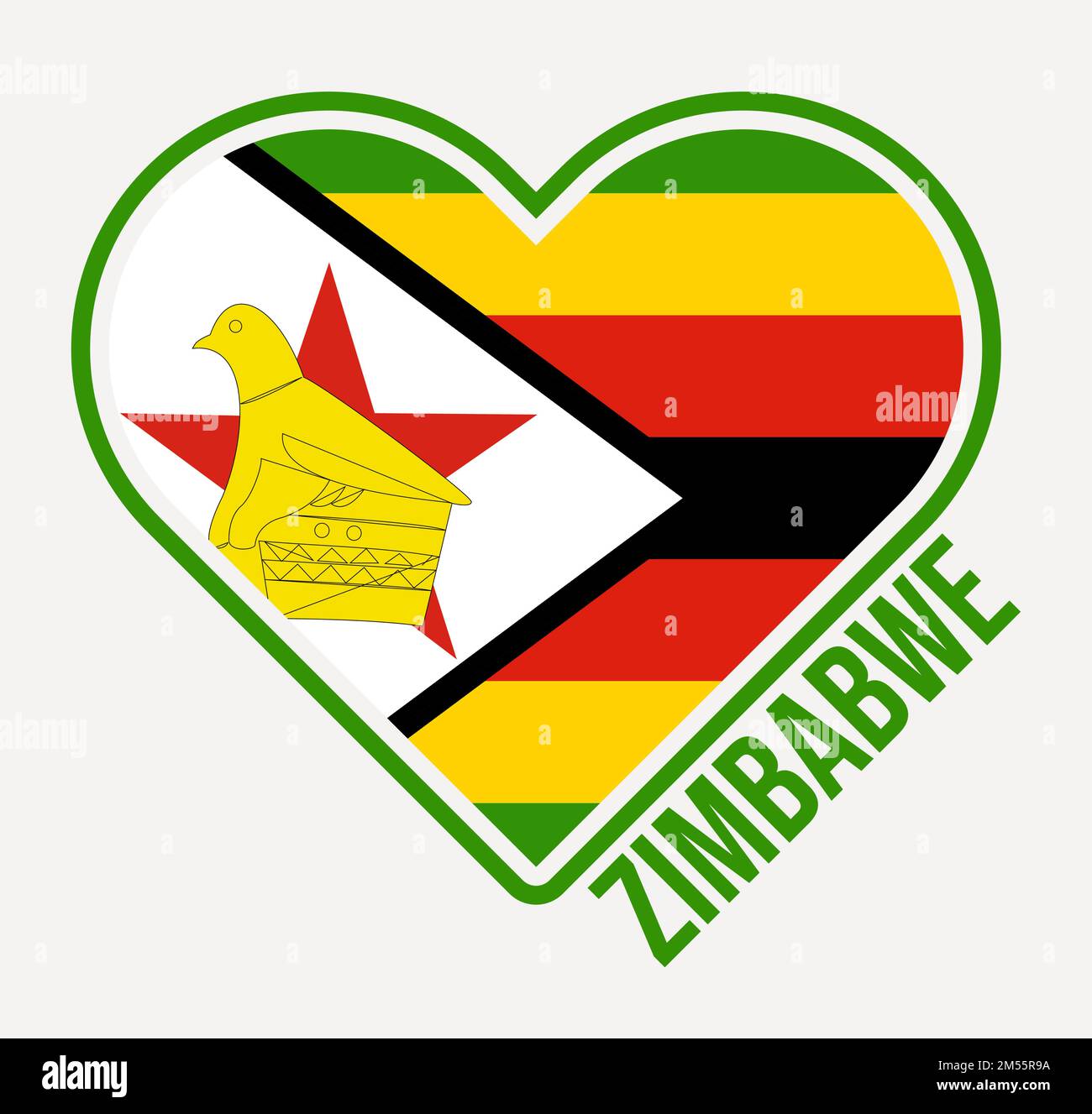 Zimbabwe heart flag badge. Made with Love from Zimbabwe logo. Flag of the country in heart shape ...