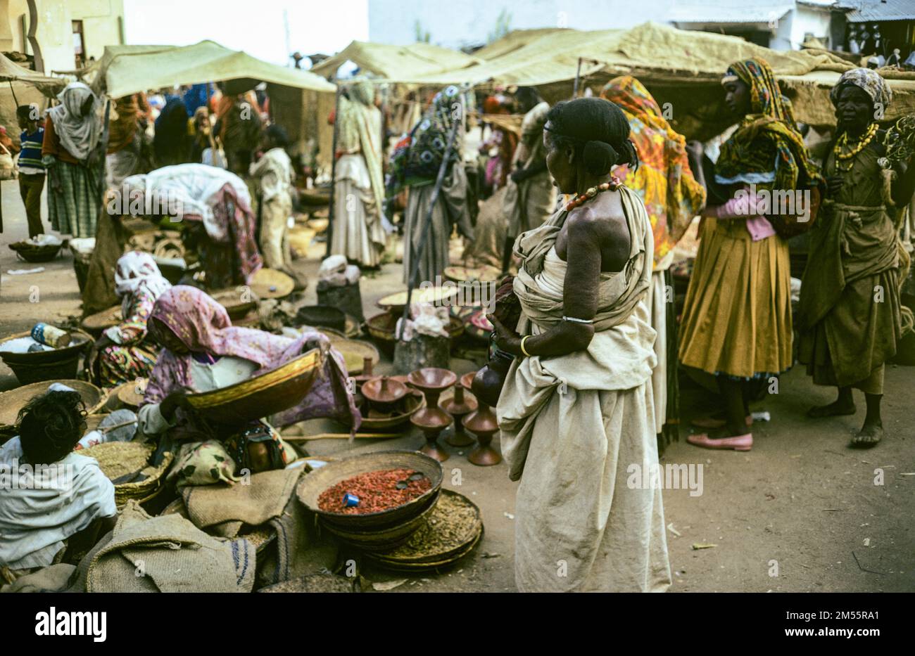 Ethiopia, 1970s, Harar, crowded market place, people, Harari region ...