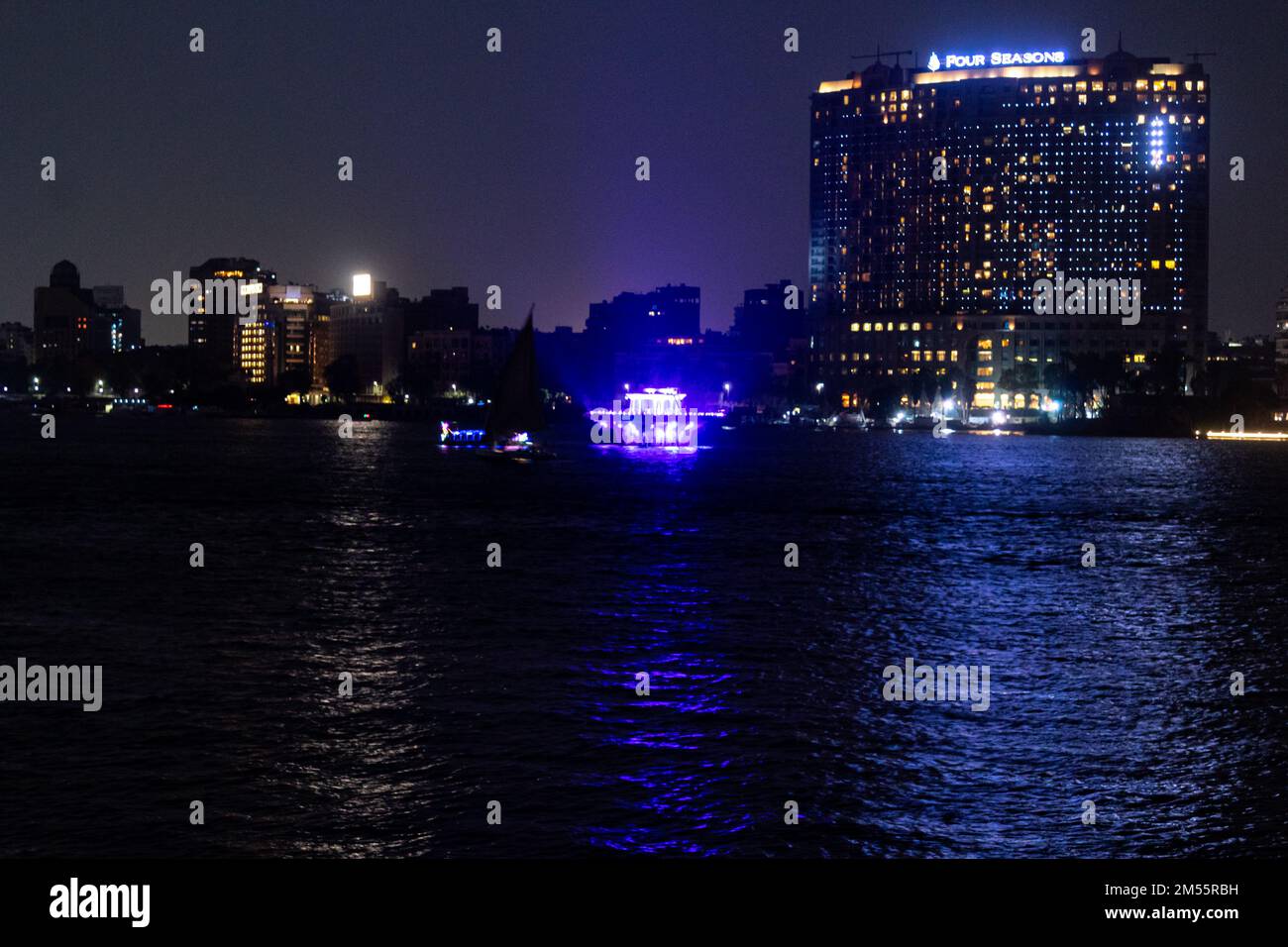 River Nile Night Look Cairo Nile Cruise At Sunset Or After Dark With