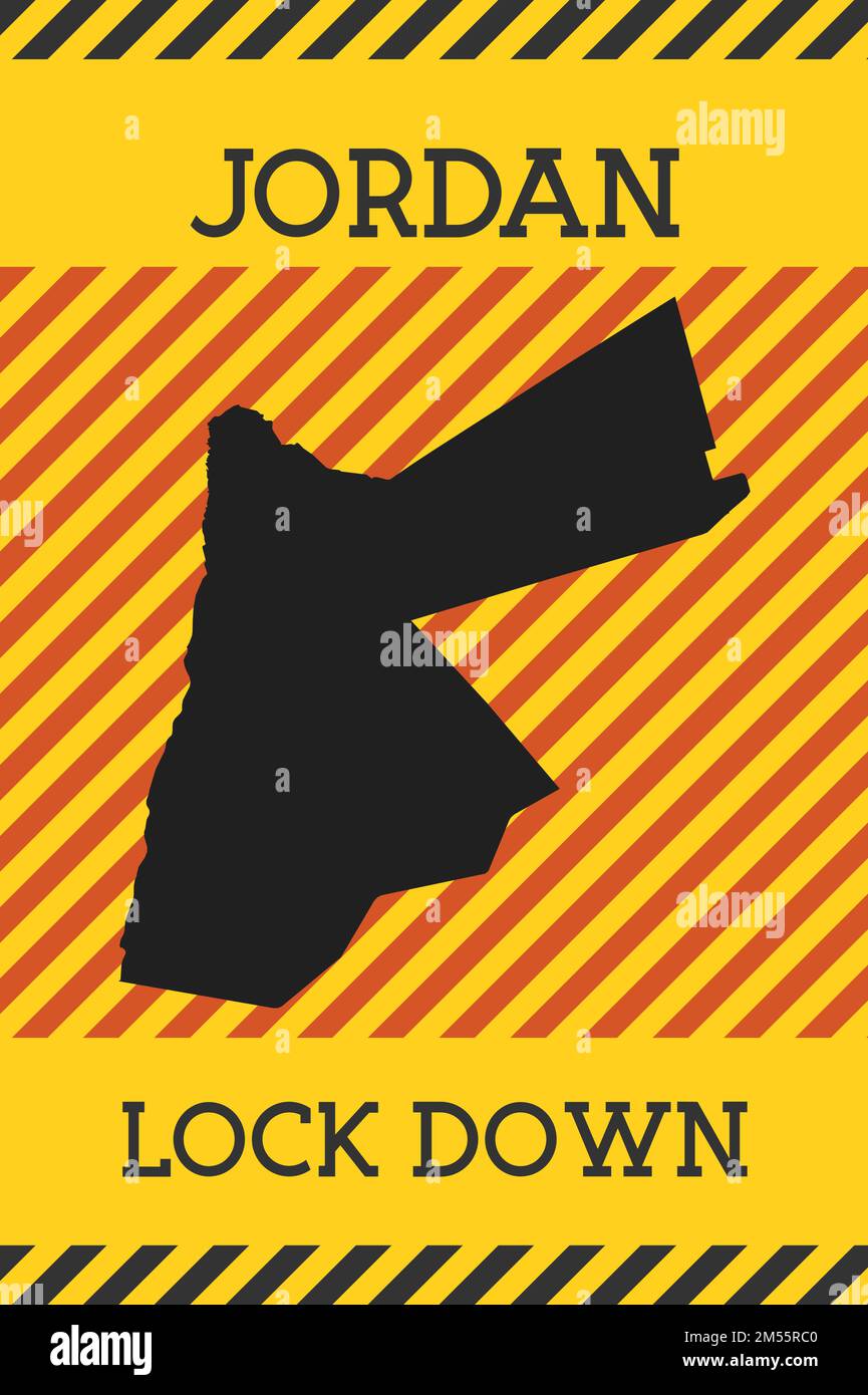 Jordan Lockdown Sign. Yellow country pandemic danger icon. Vector ...