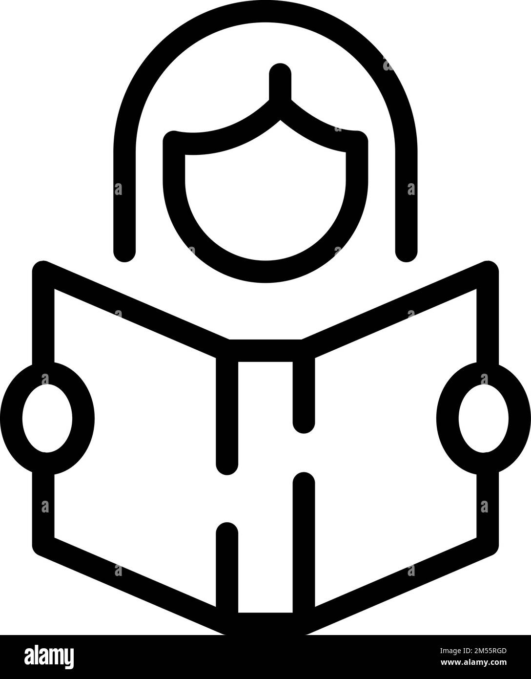 Girl take book icon outline vector. Online learn. Children teaching ...