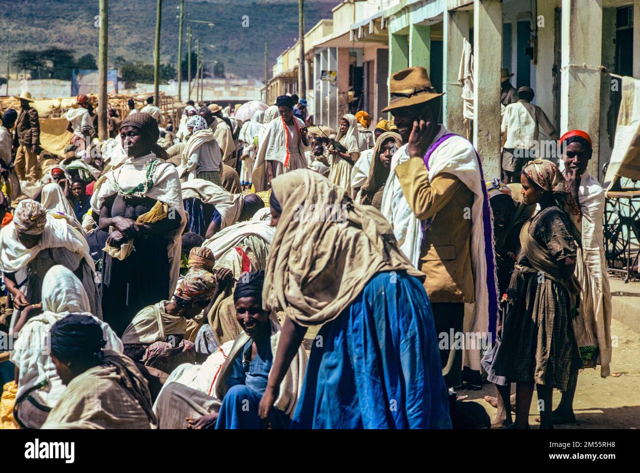 Ethiopia, 1970s, Harar, crowded market place, people, Harari region ...