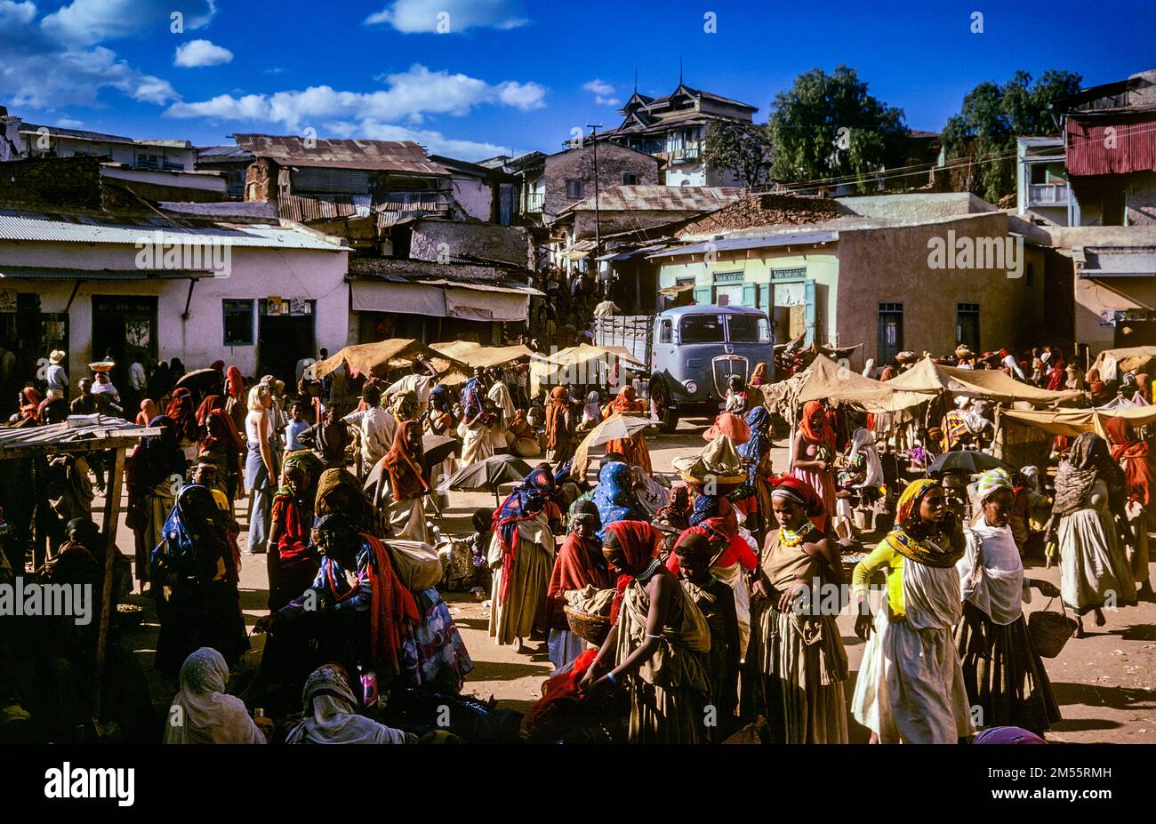 Ethiopia, 1970s, Harar, crowded market place, people, Harari region ...