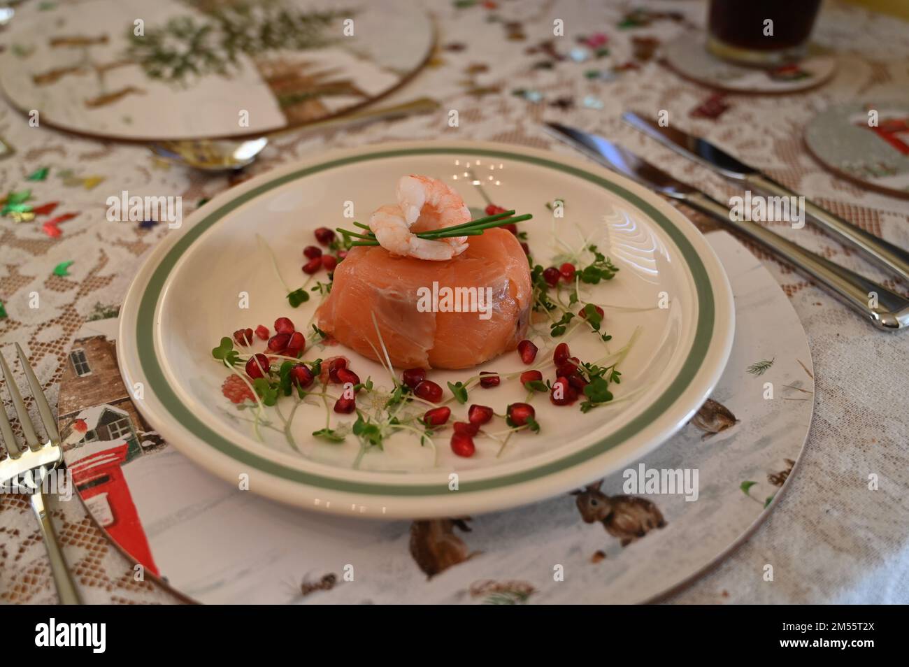 A salmon and prawn mousse appetizer Stock Photo - Alamy