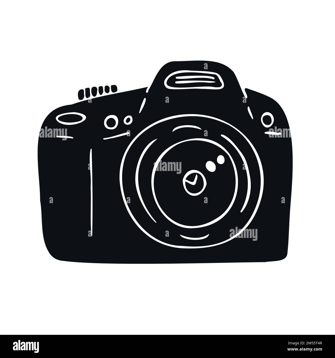 Vector hand drawn doodle sketch black photo camera isolated on white ...