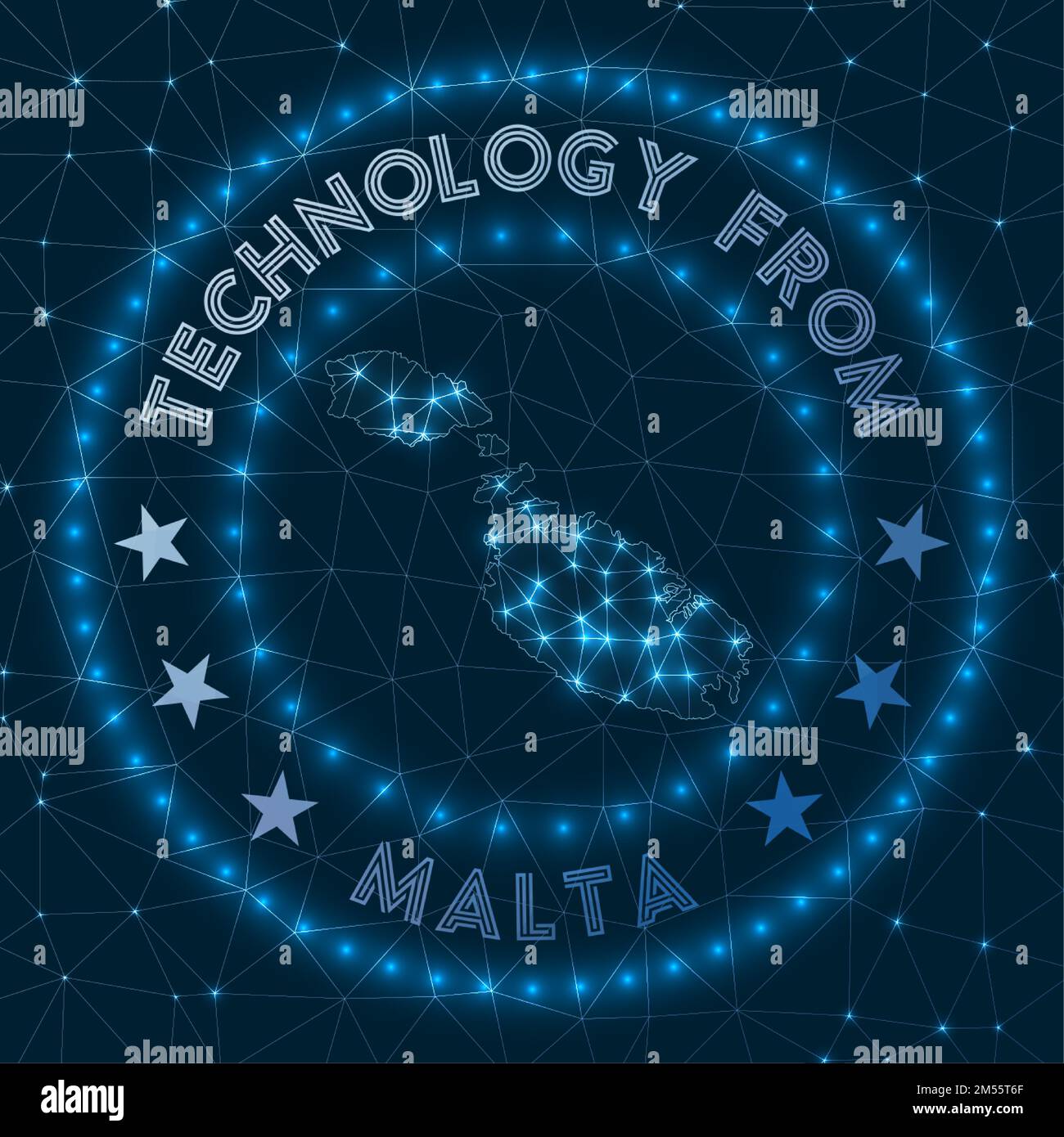 Technology From Malta. Futuristic geometric badge of the island ...