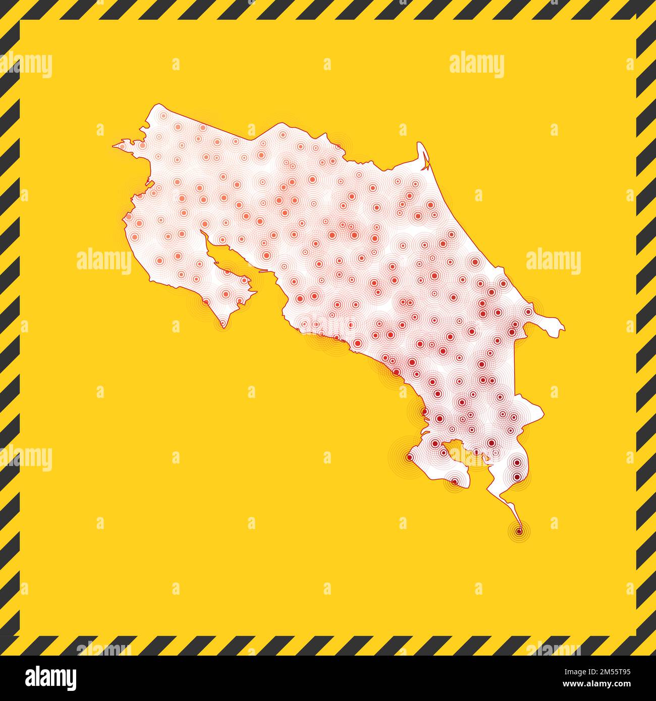 Costa Rica closed - virus danger sign. Lockdown country icon. Black ...