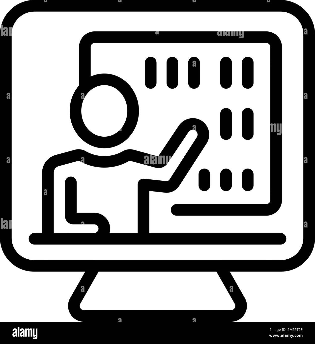 Online Learn Icon Outline Vector Preschool Teaching Early Learning