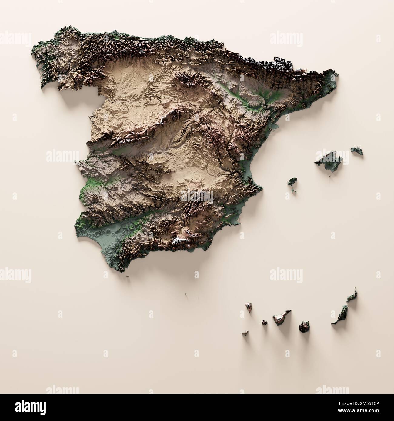 A 3D rendering on Spain map isolated in white background Stock Photo ...