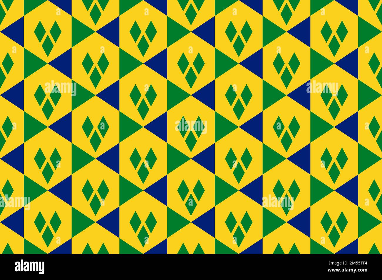 Geometric pattern in the colors of the national flag of Saint Vincent ...