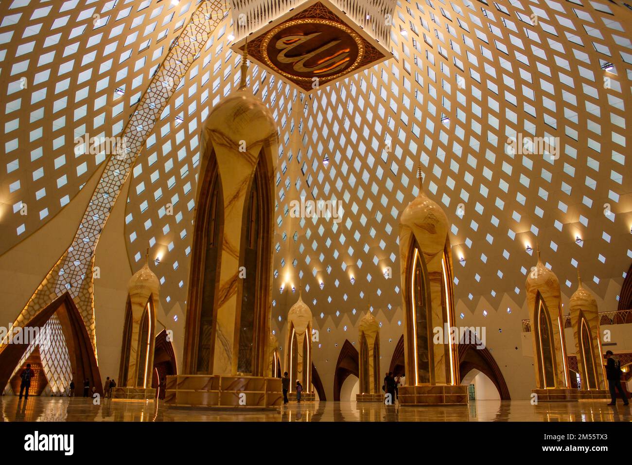 Ornaments are seen inside the Al-Jabbar Mosque in Bandung. Masjid Raya ...