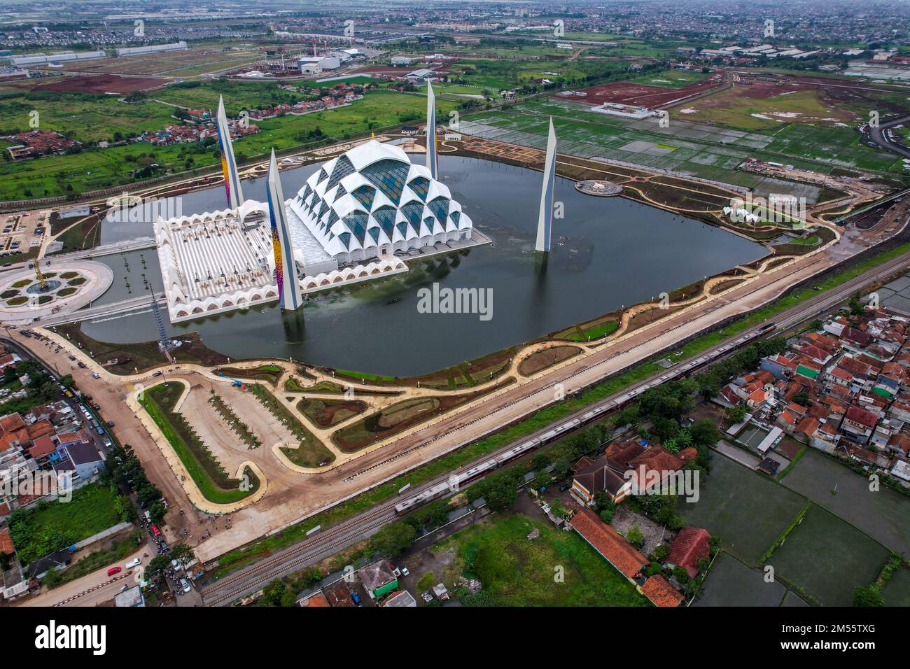(EDITOR’S NOTE: Image taken with a drone)Aerial view of the Al-Jabbar ...