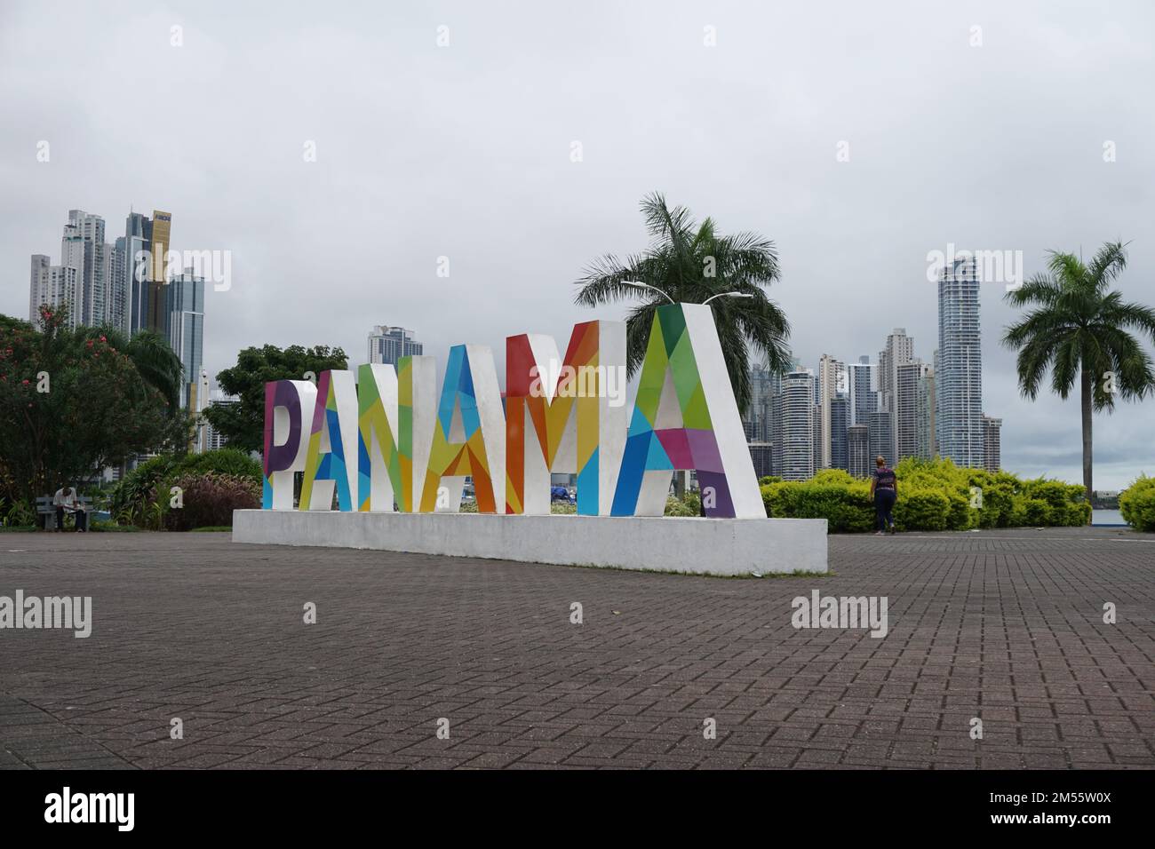 A Panama word in background of buildings in Panama Stock Photo - Alamy