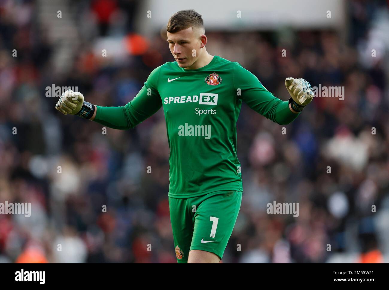 Sunderland goalkeeper Anthony Patterson celebrates his side 90th minute ...