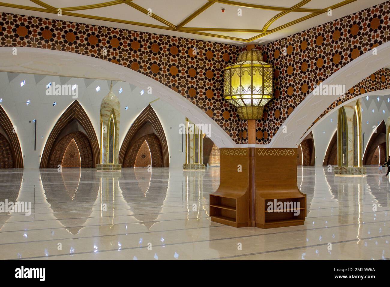 Ornaments are seen inside the Al-Jabbar Mosque in Bandung. Masjid Raya ...
