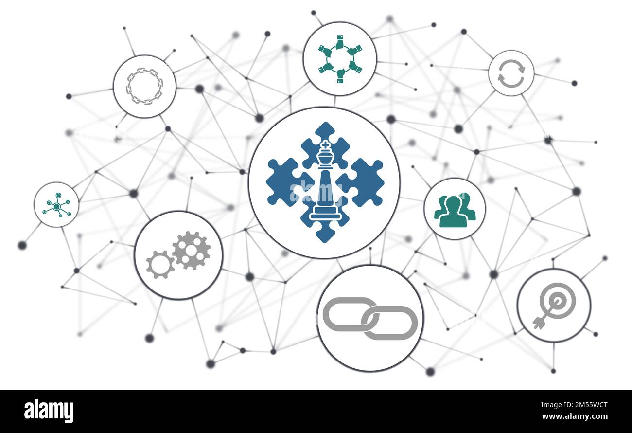 Concept of strategic alliance with connected icons Stock Photo - Alamy