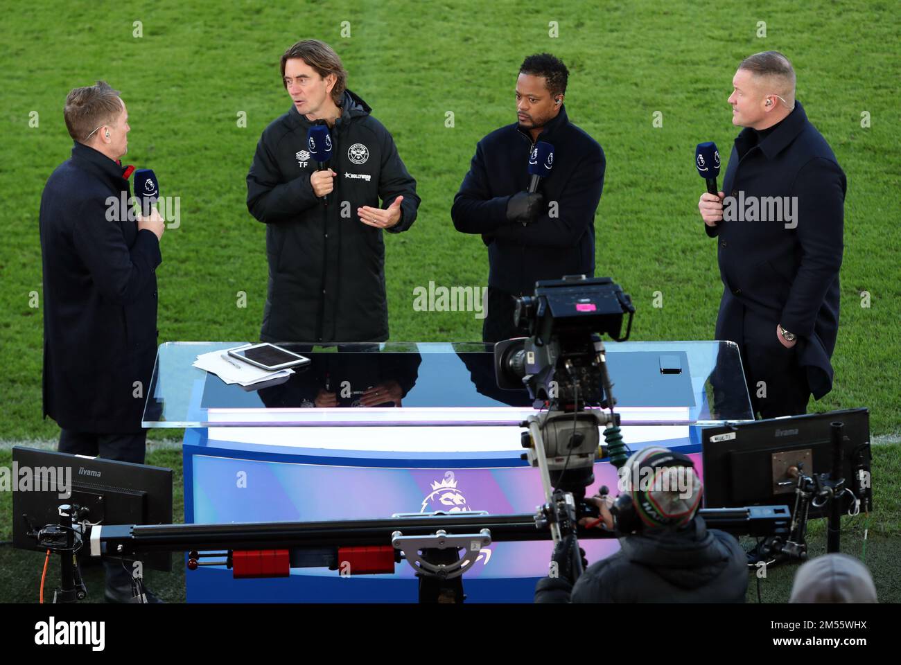 Brentford manager Thomas Frank is interviewed by Amazon Prime Video's ...