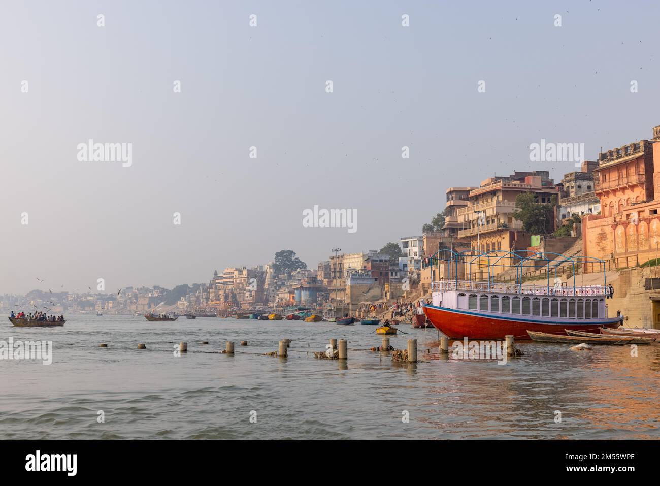 Architecture of ancient building, Historic Varanasi city with ancient ...