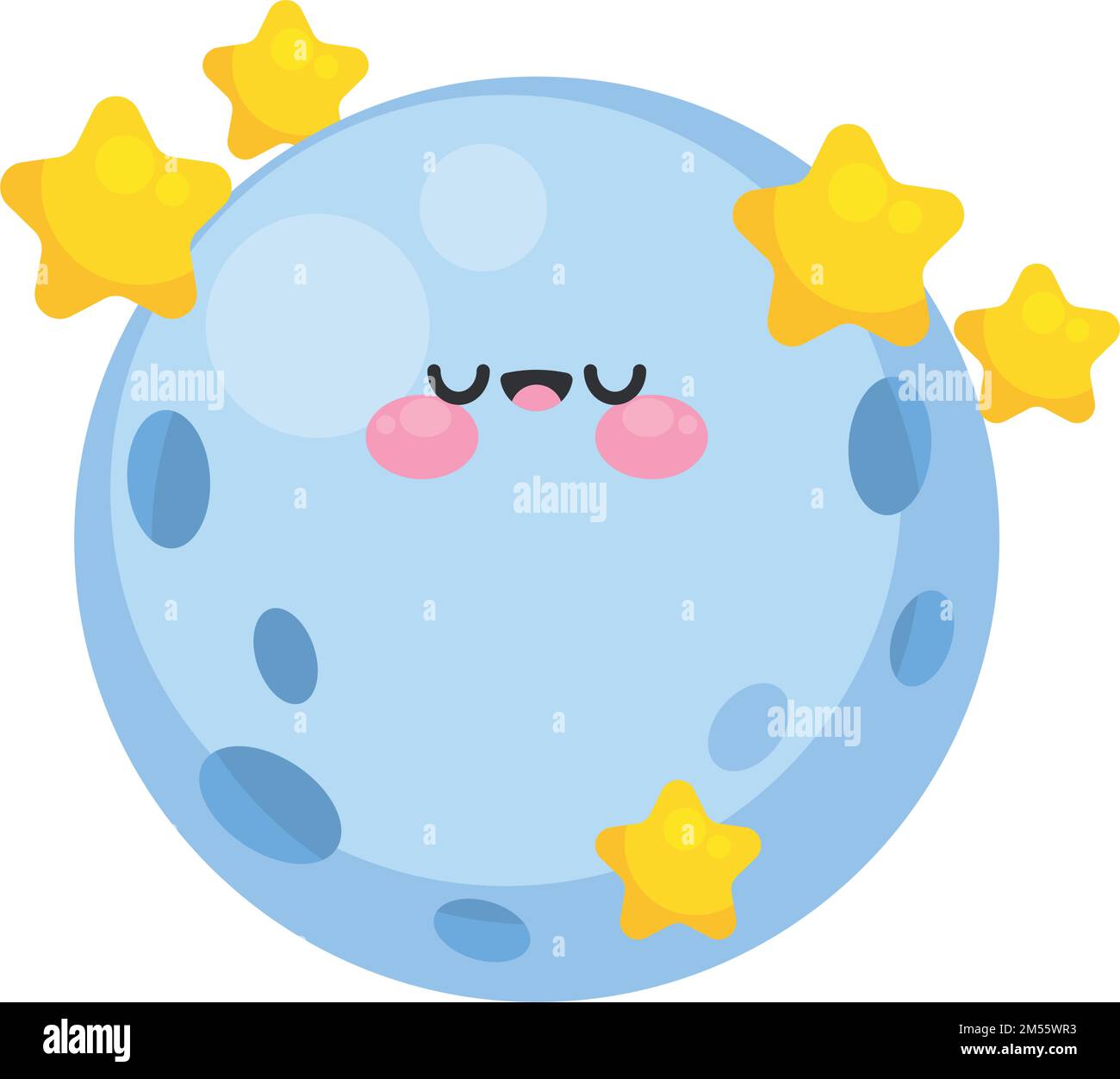 full moon kawaii sky character Stock Vector Image & Art - Alamy