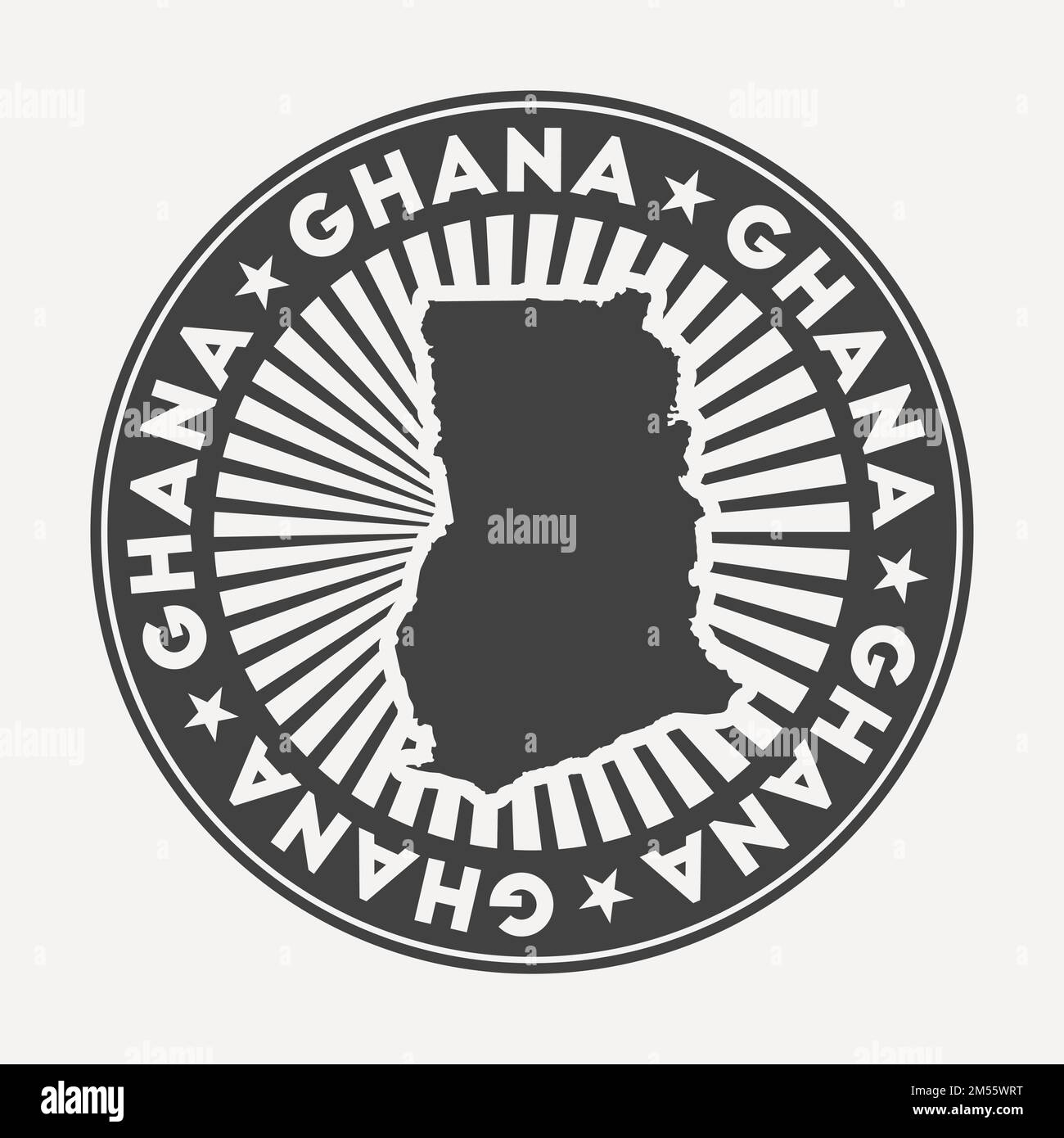Ghana round logo. Vintage travel badge with the circular name and map ...