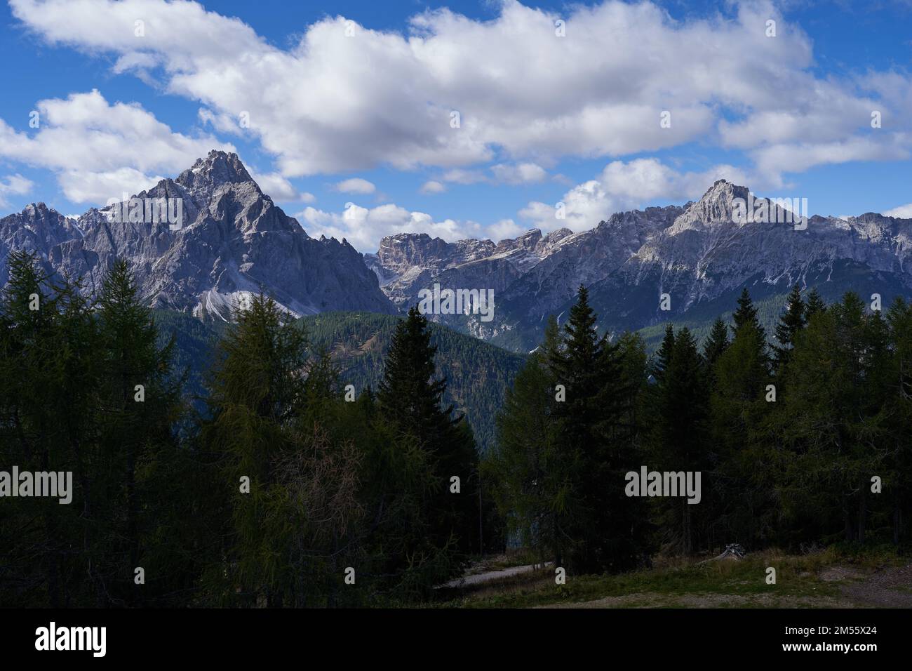 The beautiful mountain landscape of Dolomites in late summer ...