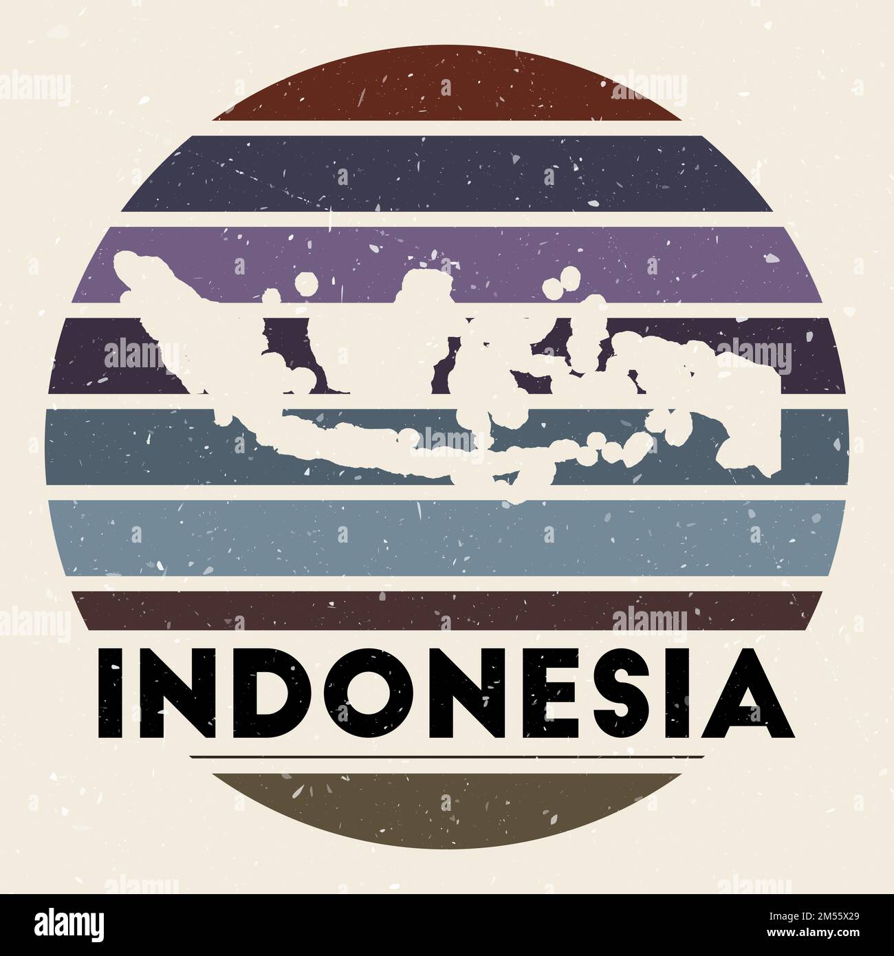 Indonesia logo. Sign with the map of the country and colored stripes ...