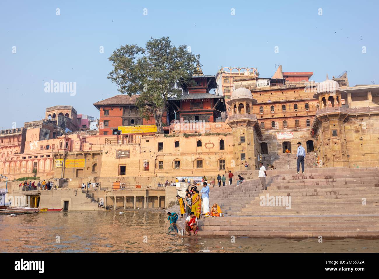 Architecture of ancient building, Historic Varanasi city with ancient ...