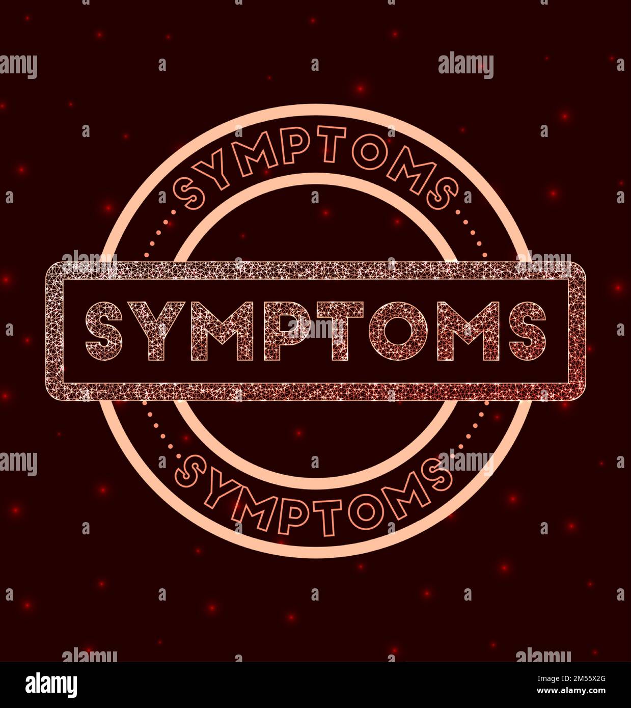 Symptoms badge. Glowing geometric round symptoms sign. Vector ...