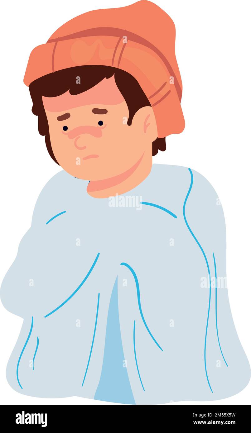 sick man with hat and blanket Stock Vector Image & Art - Alamy