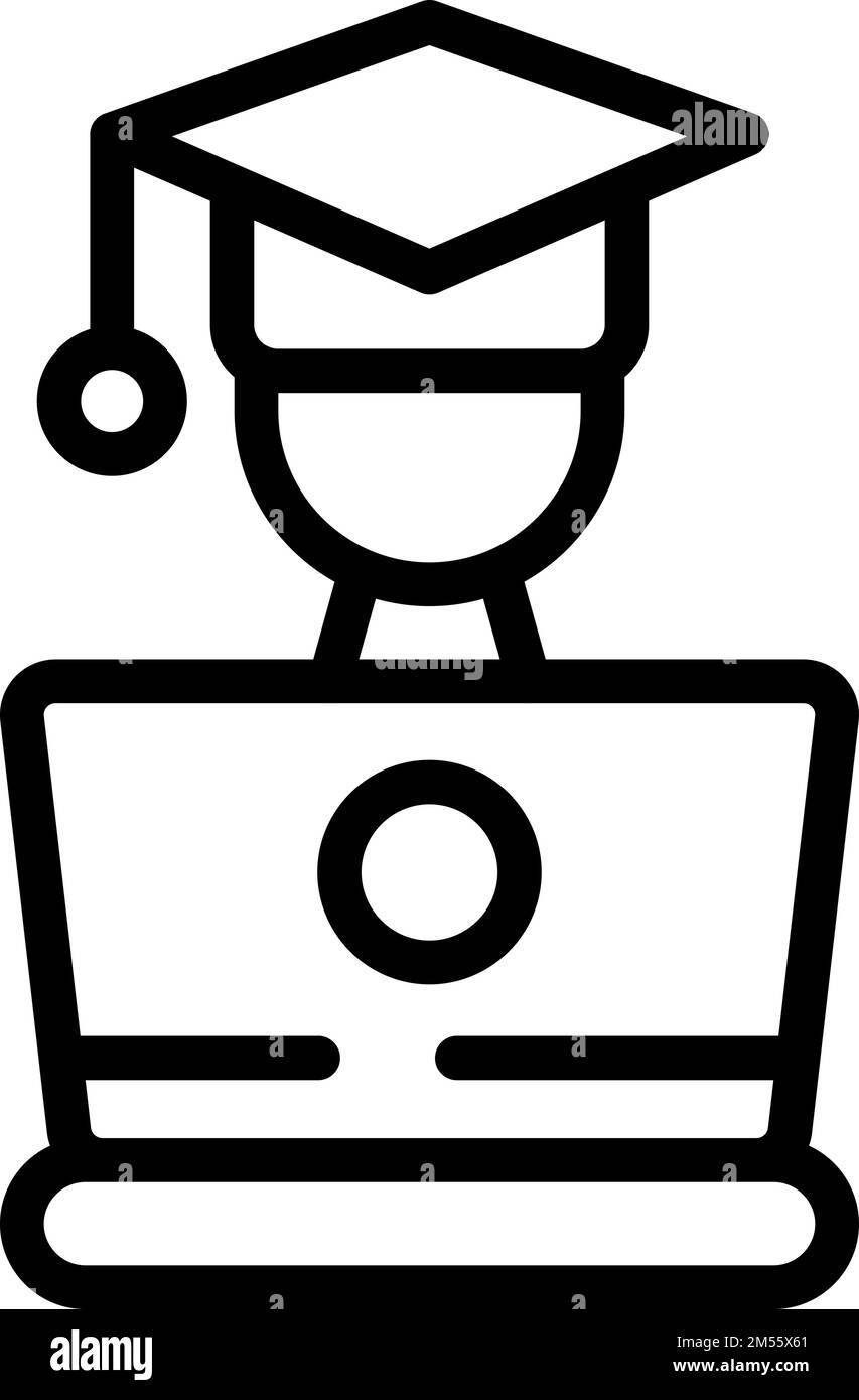 Student club laptop icon outline vector. Class reader. Book person ...