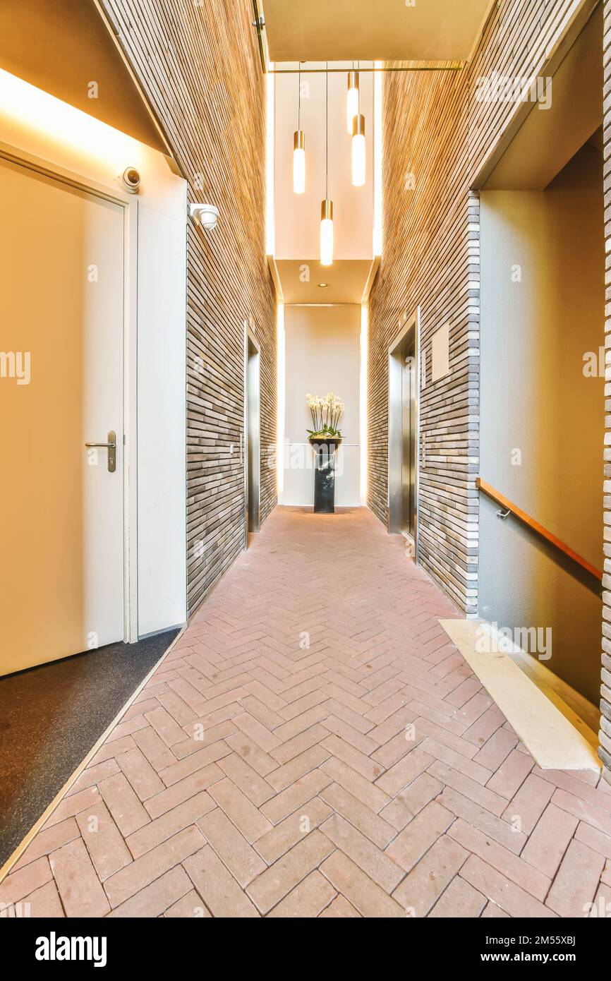 Hotel bedroom interior brick walls hi-res stock photography and images ...