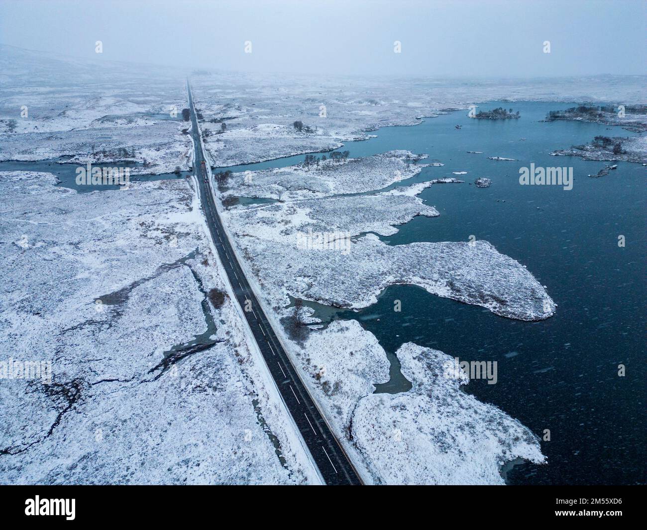 Glen Coe, Scotland, UK. 26th December 2022. Aerial view of the A82 ...