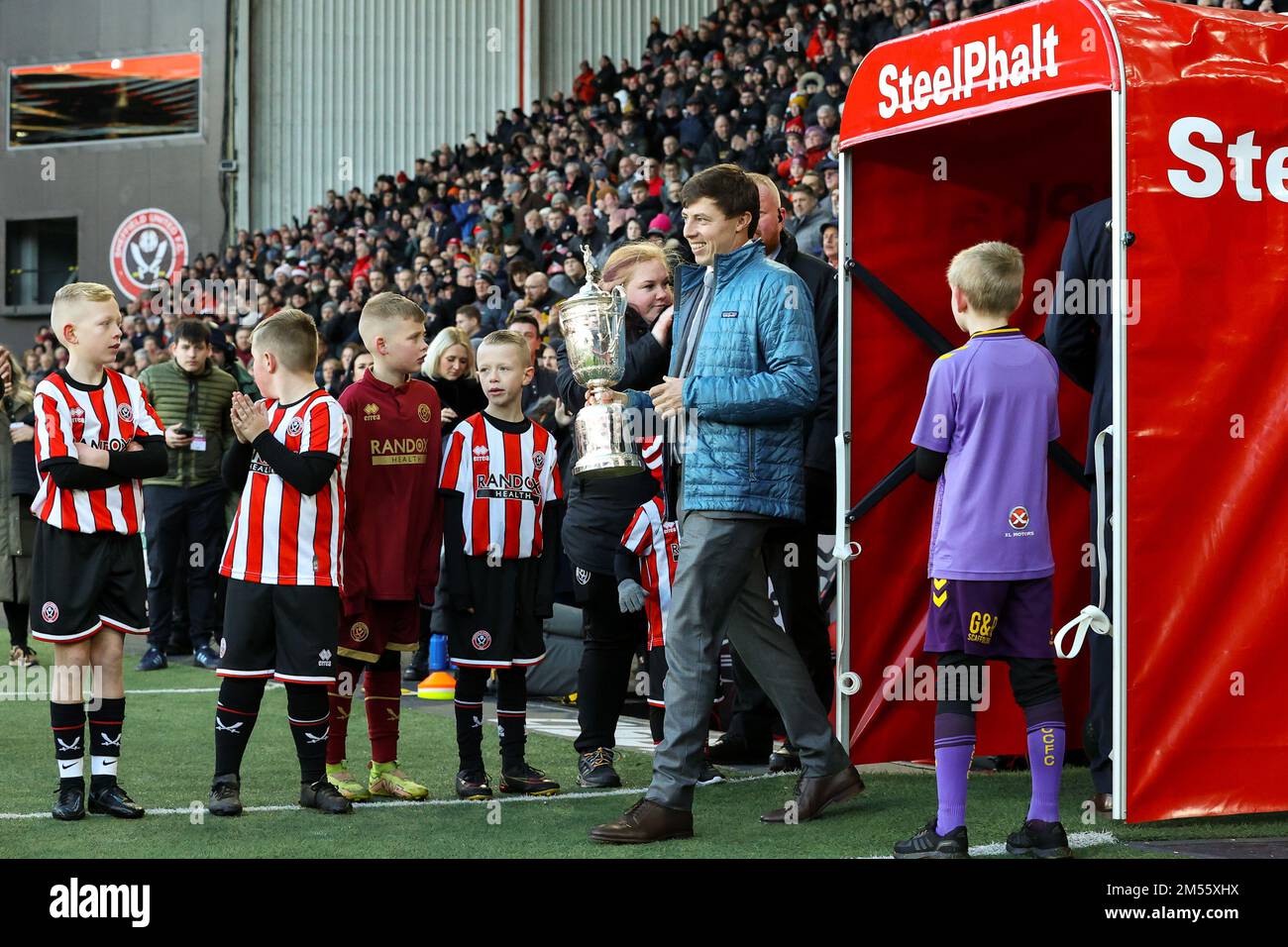 US Open golf champion Matt Fitzpatrick displays the trophy before the ...