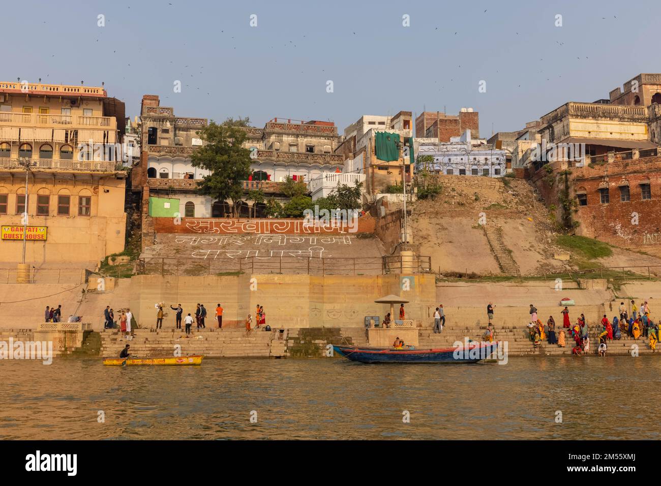 Architecture of ancient building, Historic Varanasi city with ancient ...