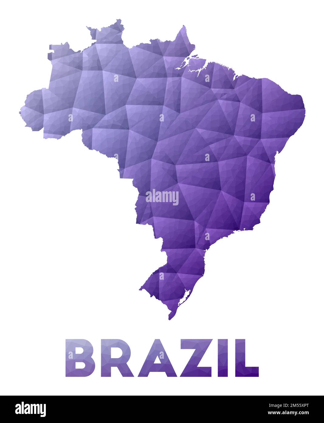 Map of Brazil. Low poly illustration of the country. Purple geometric design. Polygonal vector ...