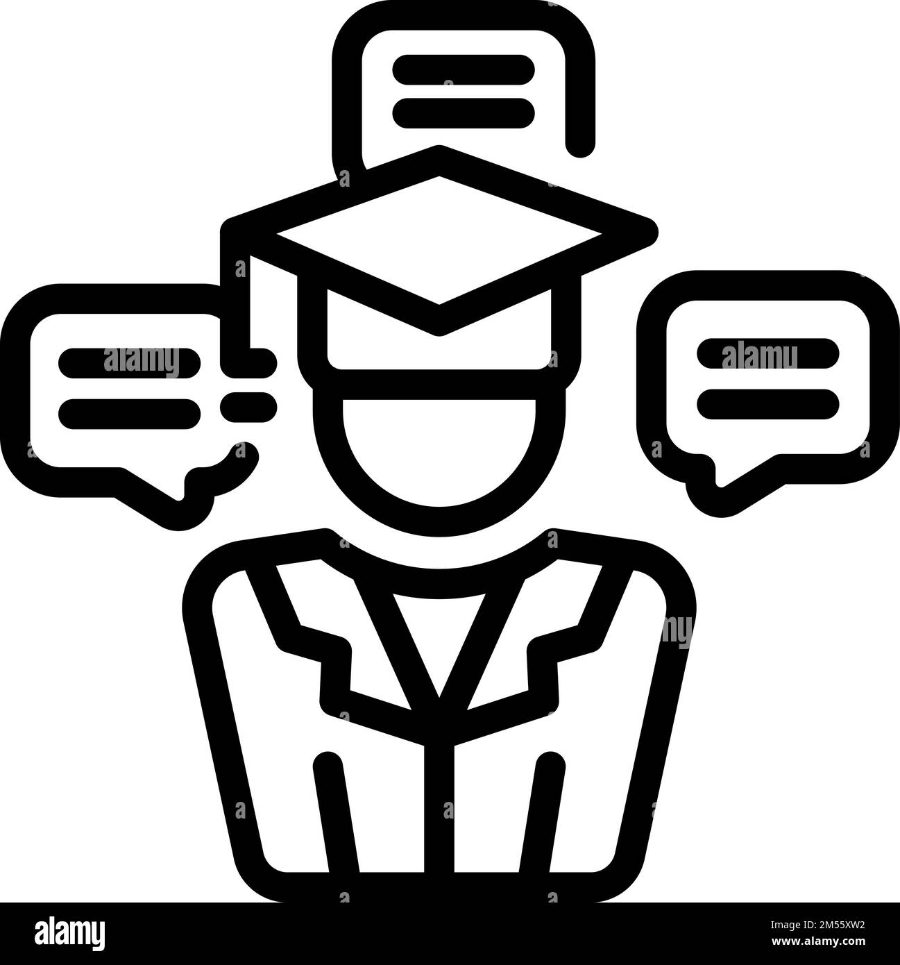 Student graduation icon outline vector. Person club. Group learn Stock ...