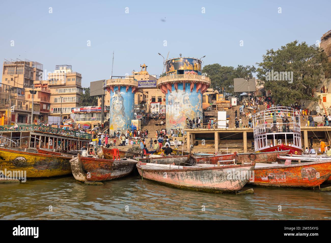 Architecture of ancient building, Historic Varanasi city with ancient ...