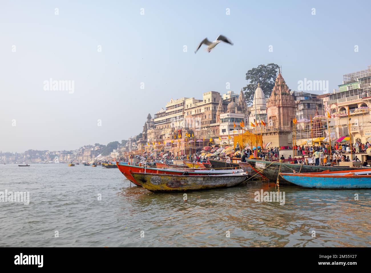 Architecture of ancient building, Historic Varanasi city with ancient ...