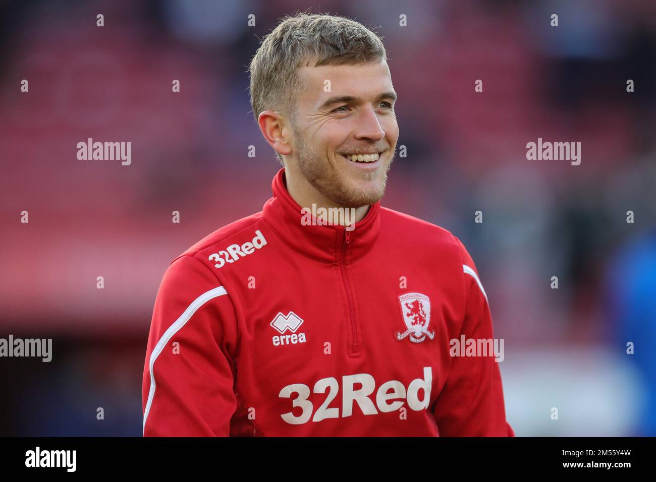 Riley McGree #8 of Middlesbrough during the pre match warm up ahead of ...