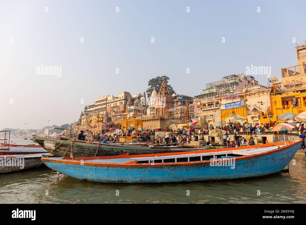 Architecture of ancient building, Historic Varanasi city with ancient ...
