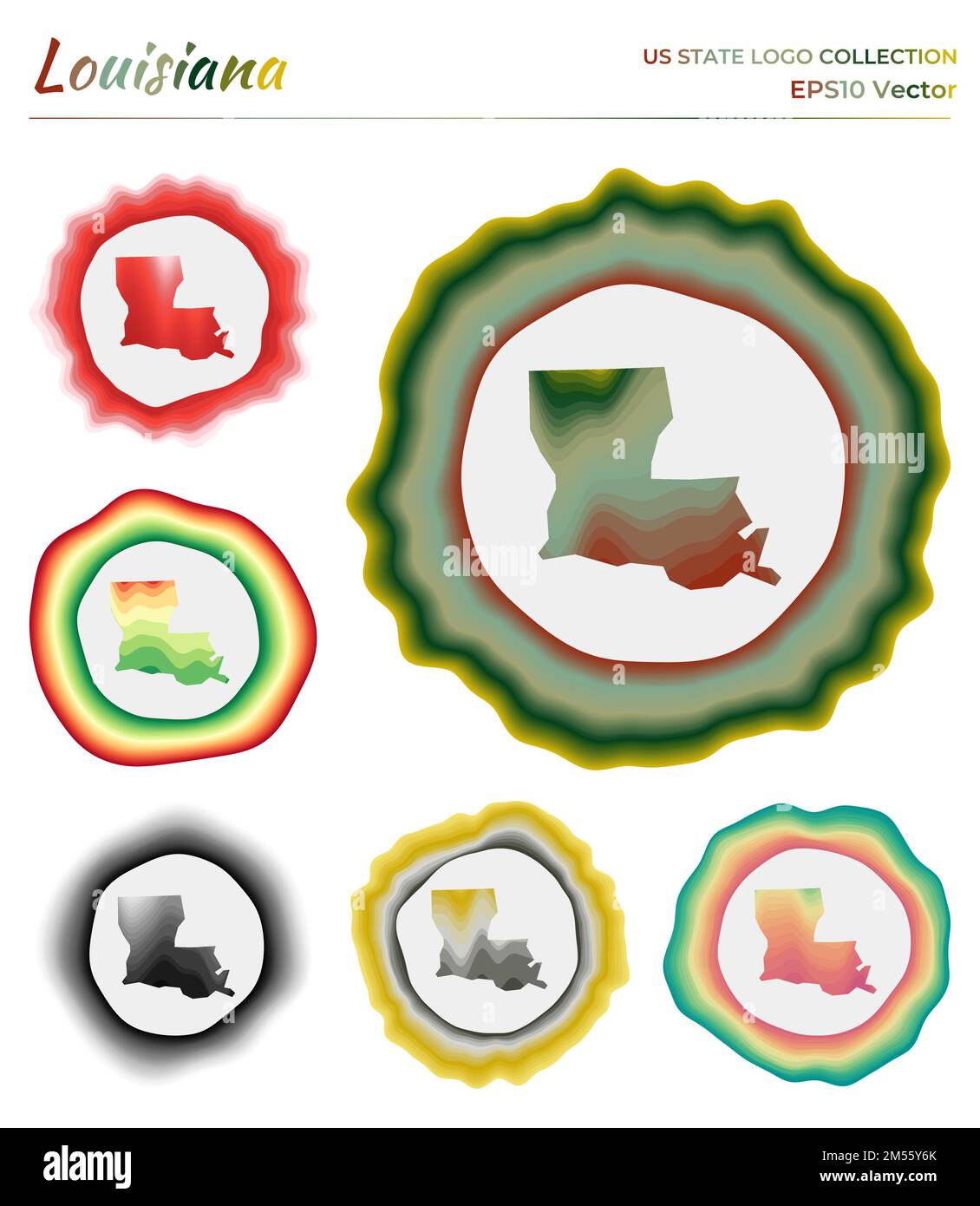 Louisiana logo collection. Colorful badge of the US state. Layers ...