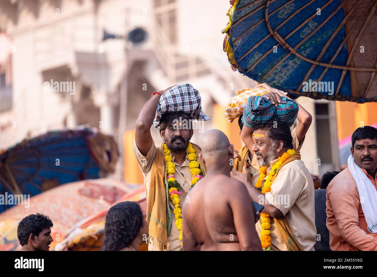Varanasi, India - Nov: Portrait of Indian tourists participating in ...
