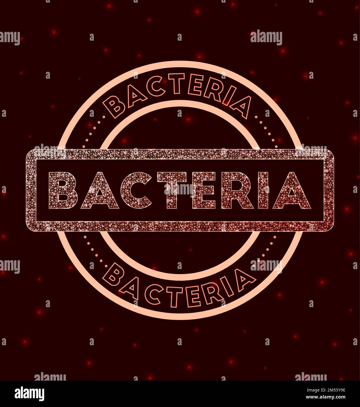 Bacteria badge. Glowing geometric round bacteria sign. Vector ...