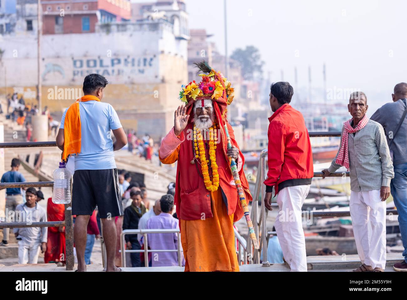Varanasi, India - Nov 2022: Portrait of Unidentified Indian holy sadhu ...