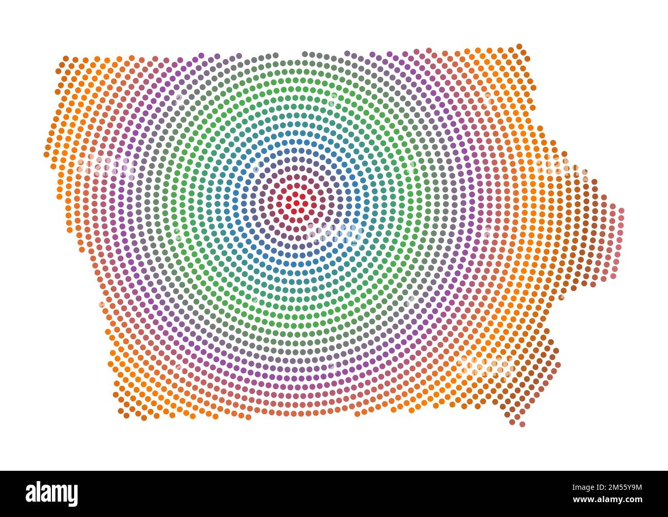 Iowa dotted map. Digital style shape of Iowa. Tech icon of the US state ...