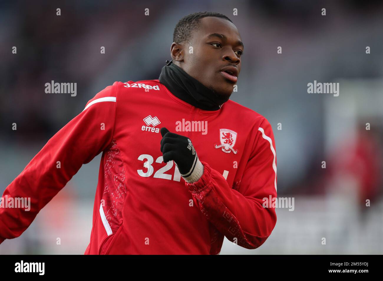 Chuba Akpom #29 of Middlesbrough during the pre match warm up ahead of ...